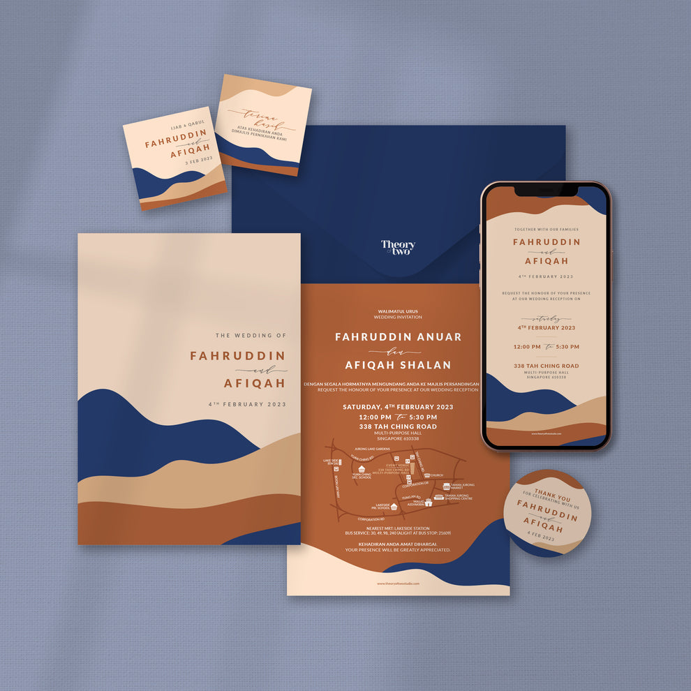 Ombre Blue & Cream Wedding Invitations | Kad Kahwin SG – Theory of Two